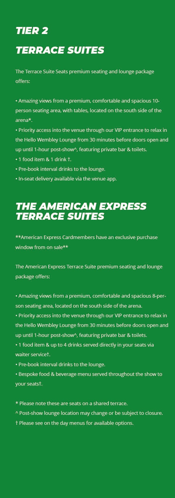 Premium seating & lounges | OVO Arena Wembley